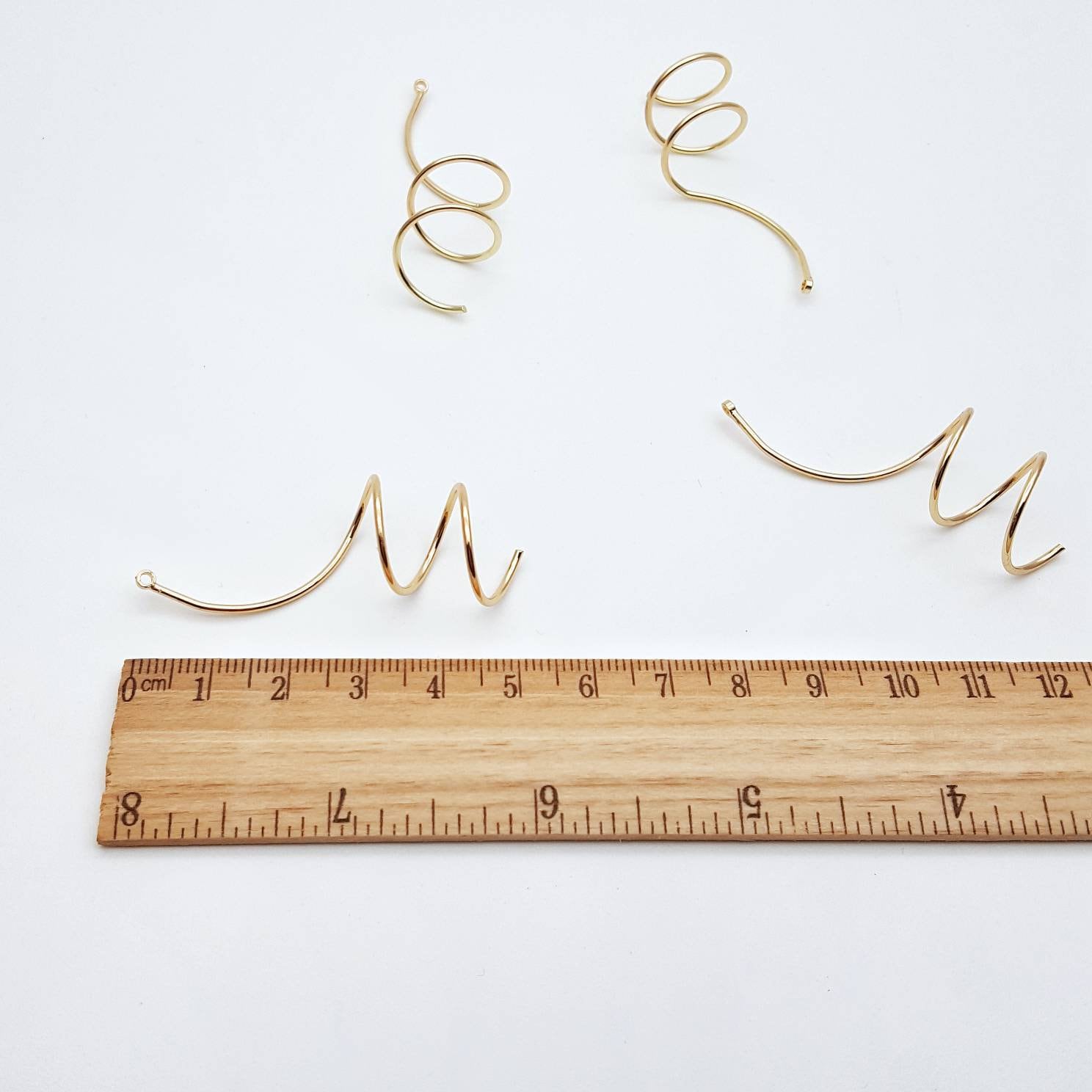 Gold Coil Pendant Dangling Spiral Earring Charm Corkscrew | Etsy