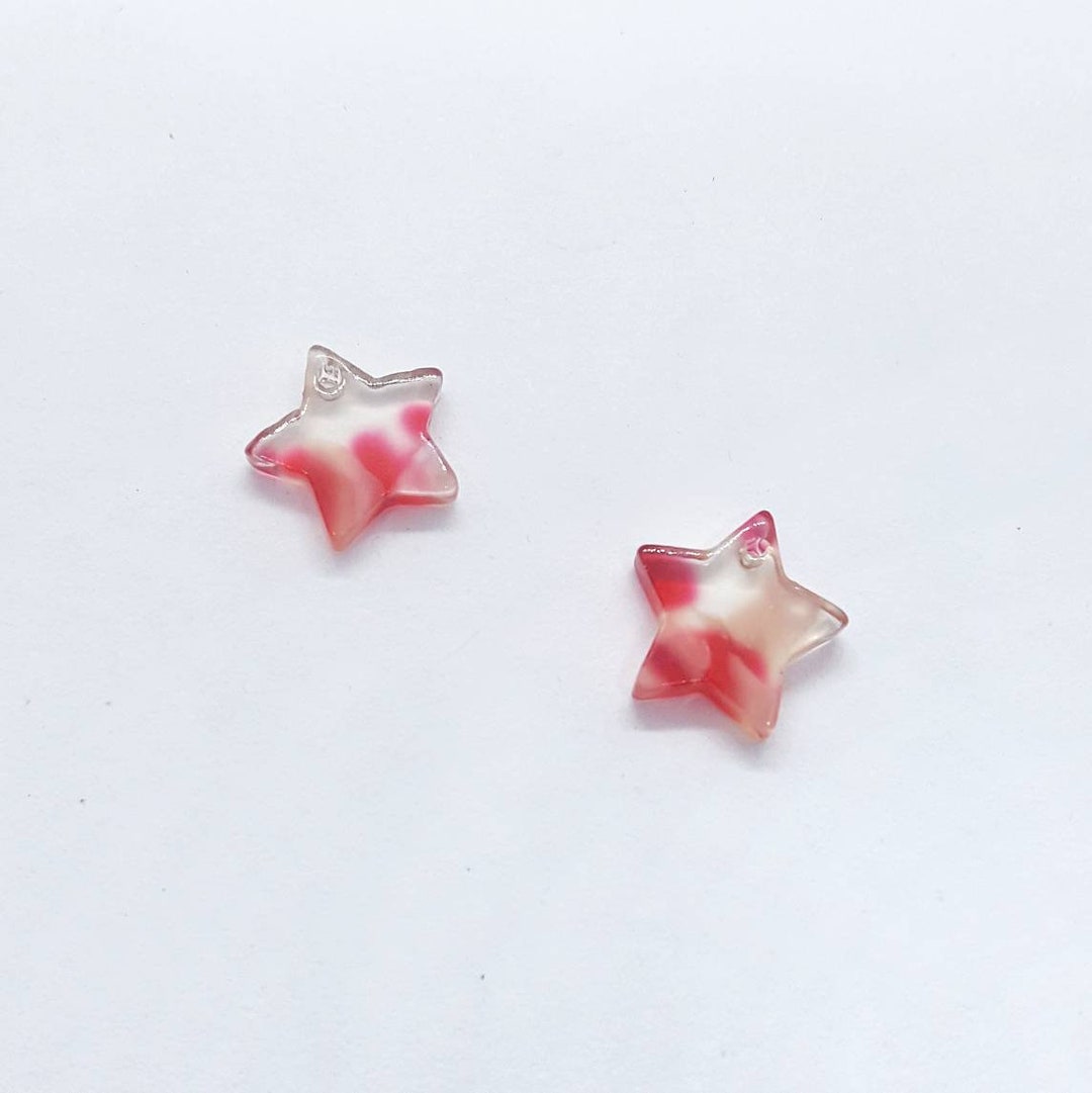 Mottled Acetate Tiny Star Charms: Red and White, 4 Pieces - Etsy