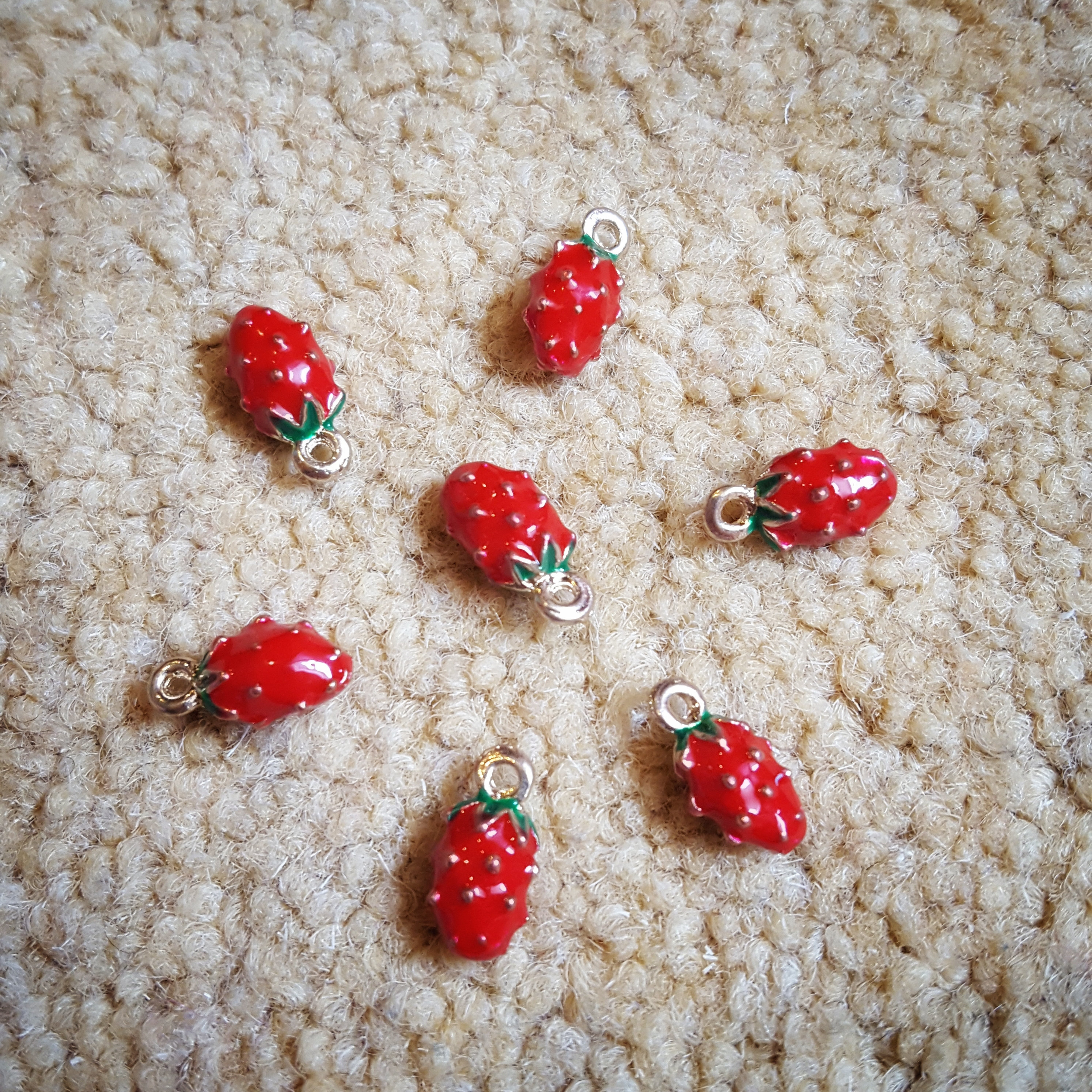 Strawberry Charms Mini Fruit Pendants 3D Enamel 4 Pieces | Etsy