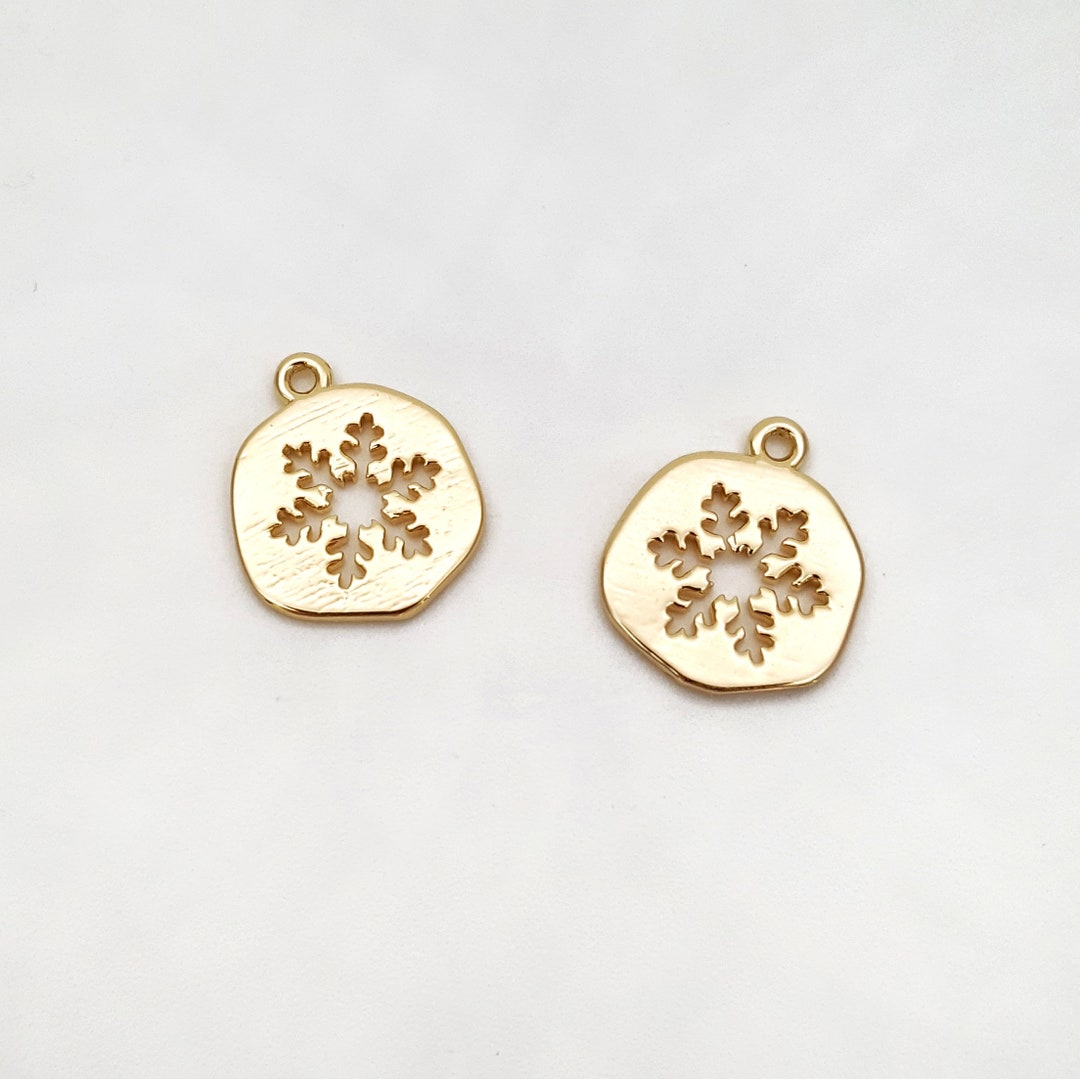 2 in 1 Snowflake Charms, Gold Plated, Laser Cut, Jewellery Making ...