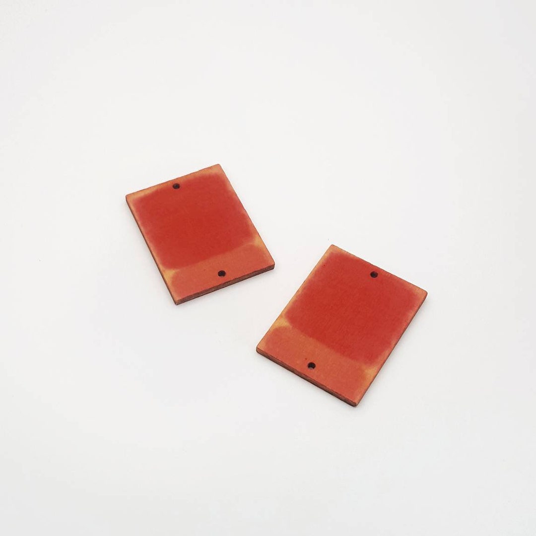Hand Painted Wooden Tile Connectors: Burnt Orange & Red, Statement ...