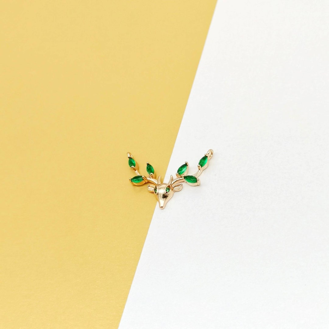 Emerald Crystal Deer 2 in 1 Charm, AAA Crystal, Deer Head Crystal ...