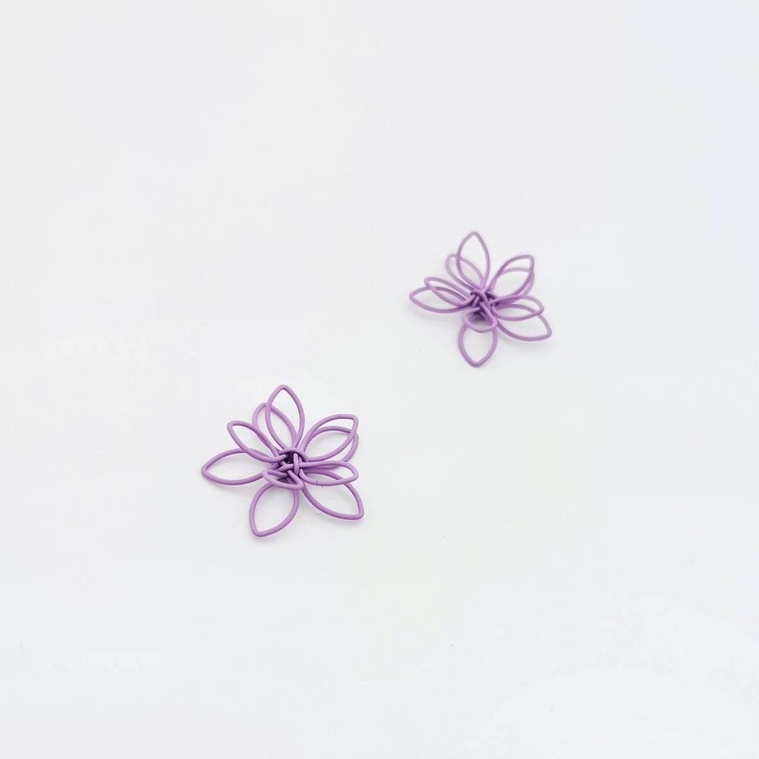 Delicate Wire Frame Flower Silhouette Charm Purple Flower - Etsy