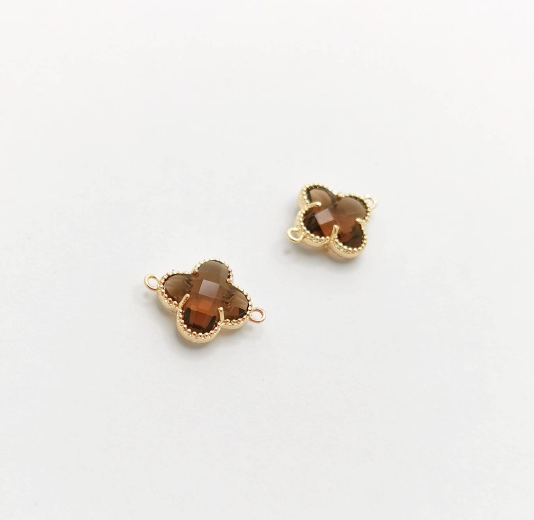 1 Pc Bronze Four Leaf Clover Connector, Gemstone Alhambra Charm for ...