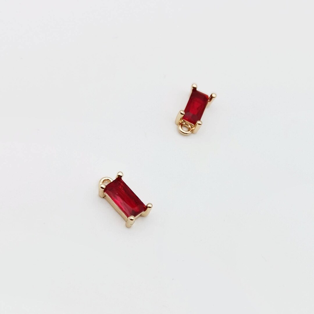 Ruby Crystal 2 in 1 Charm, AAA Crystal, Bevel Cut Crystal, 14k Gold ...