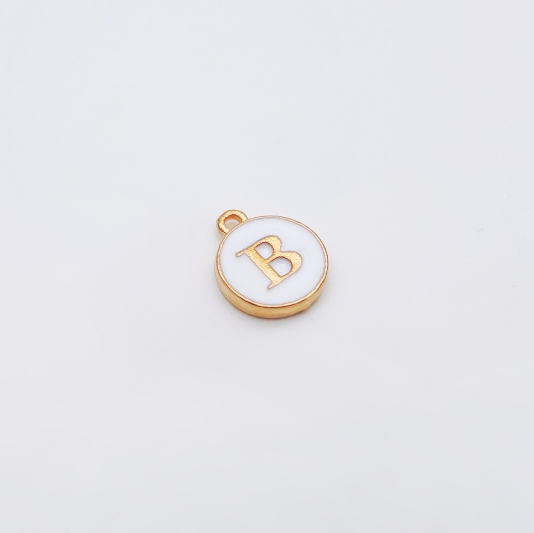 Letter Charm, White Enamel Alphabet Charm, Letter B Charm, Initials ...