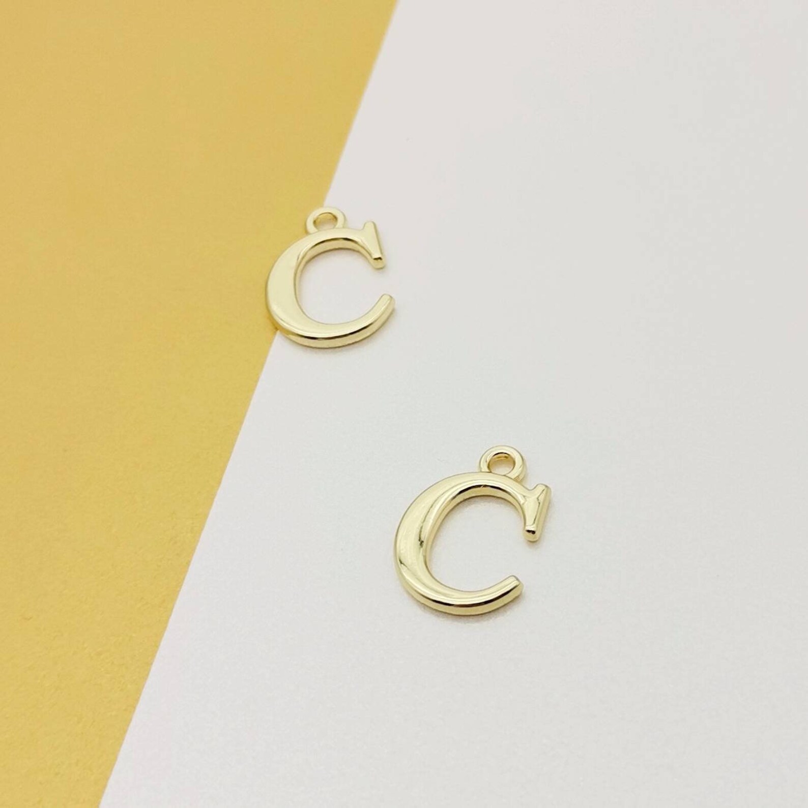 Letter C 2 in 1 Charm Gold C Alphabet Charm Letter C | Etsy