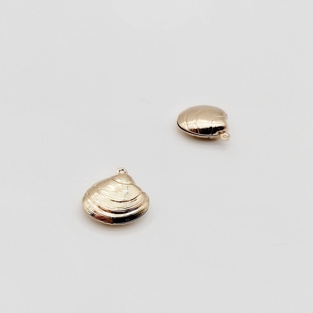 Shiny Gold 3D Clamshell Charms: Earring/jewelry Making (2 Pieces) - Etsy