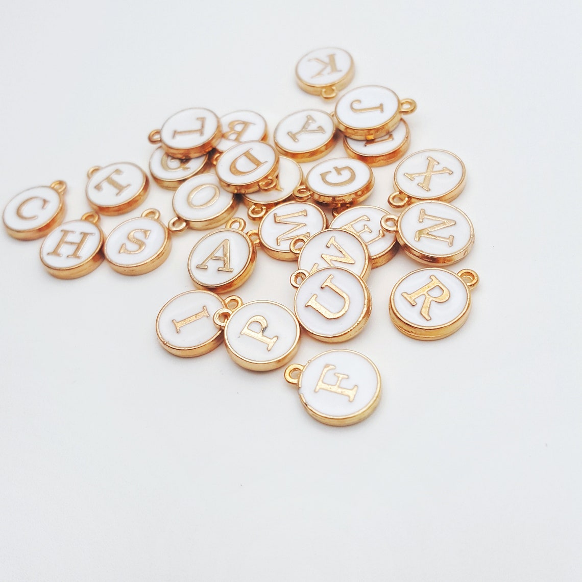 Letter Charm White Enamel Alphabet Charm Letter R Charm - Etsy UK