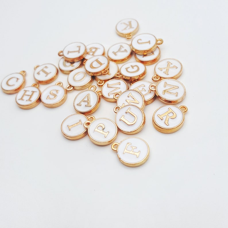 Letter Charm White Enamel Alphabet Charm Letter S Charm - Etsy UK