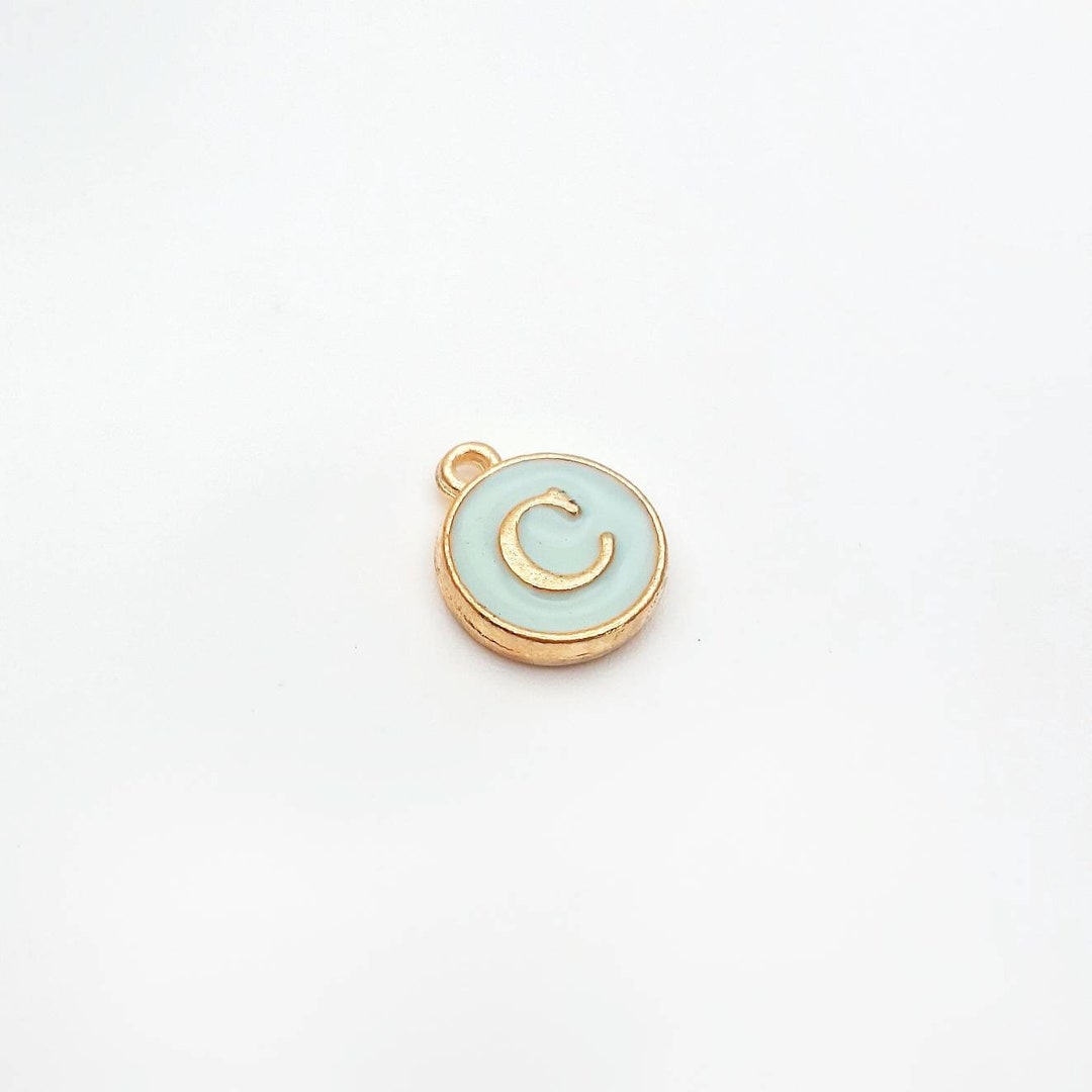 Duck Egg Blue Enamel Letter C Charm: Initials Charm, 2 Pieces - Etsy