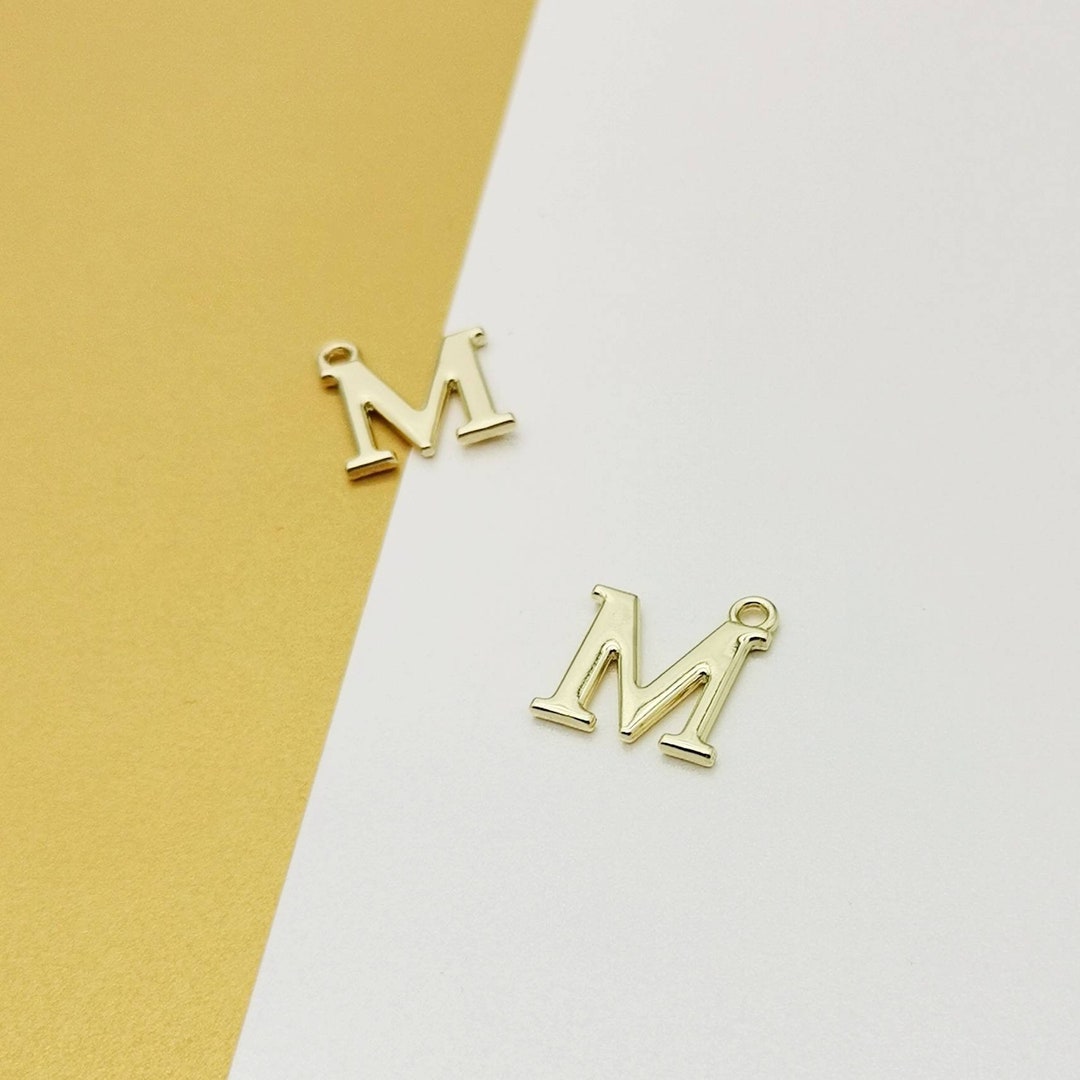 Letter M 2 in 1 Charm, Gold M Alphabet Charm, Letter M Pendants ...