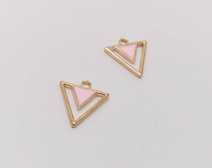 Double V Triangle Charms Pink Color Inset Pendants - Etsy UK