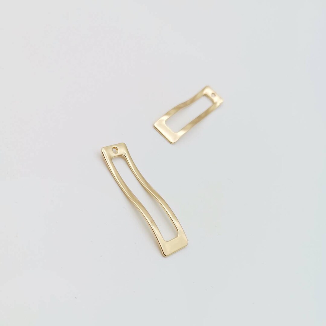 Gold Rectangle Frame 2 in 1 Charms, Curved Design Rectangular Pendants ...