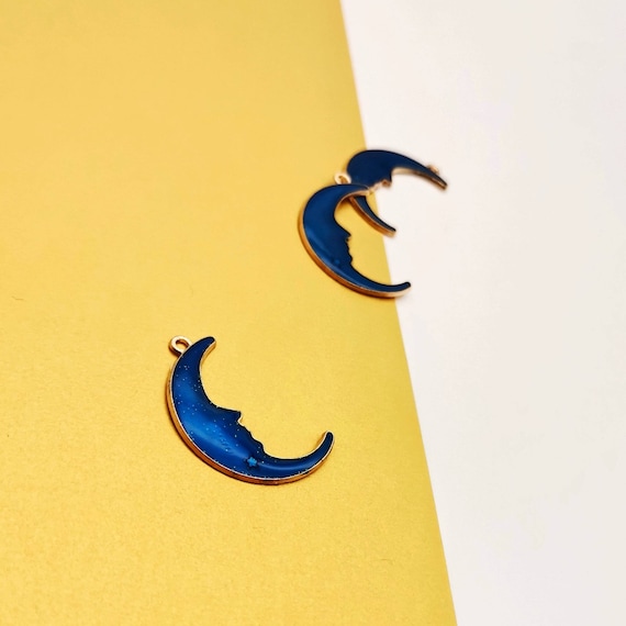 Blue Crescent Moon With Face