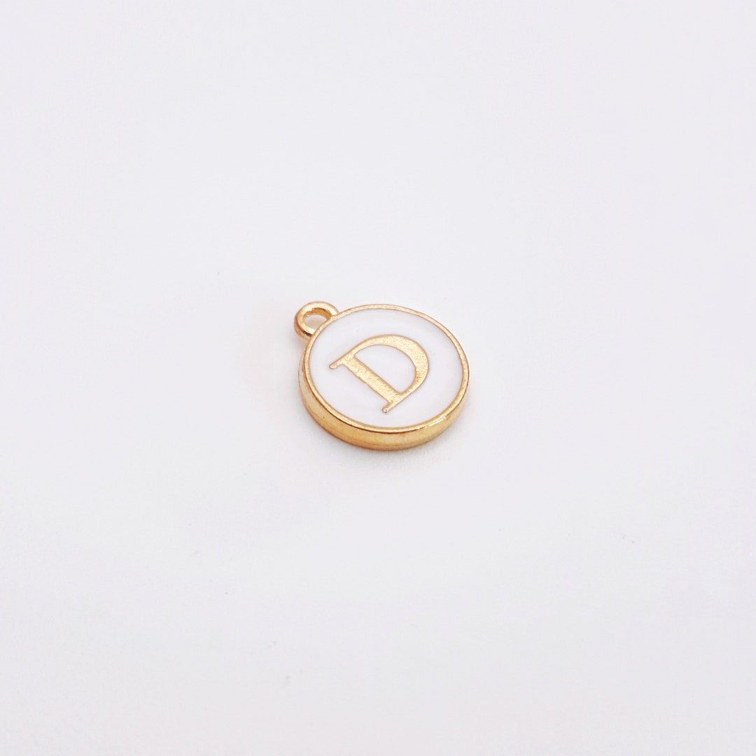 Letter Charm, White Enamel Alphabet Charm, Letter D Charm, Initials ...