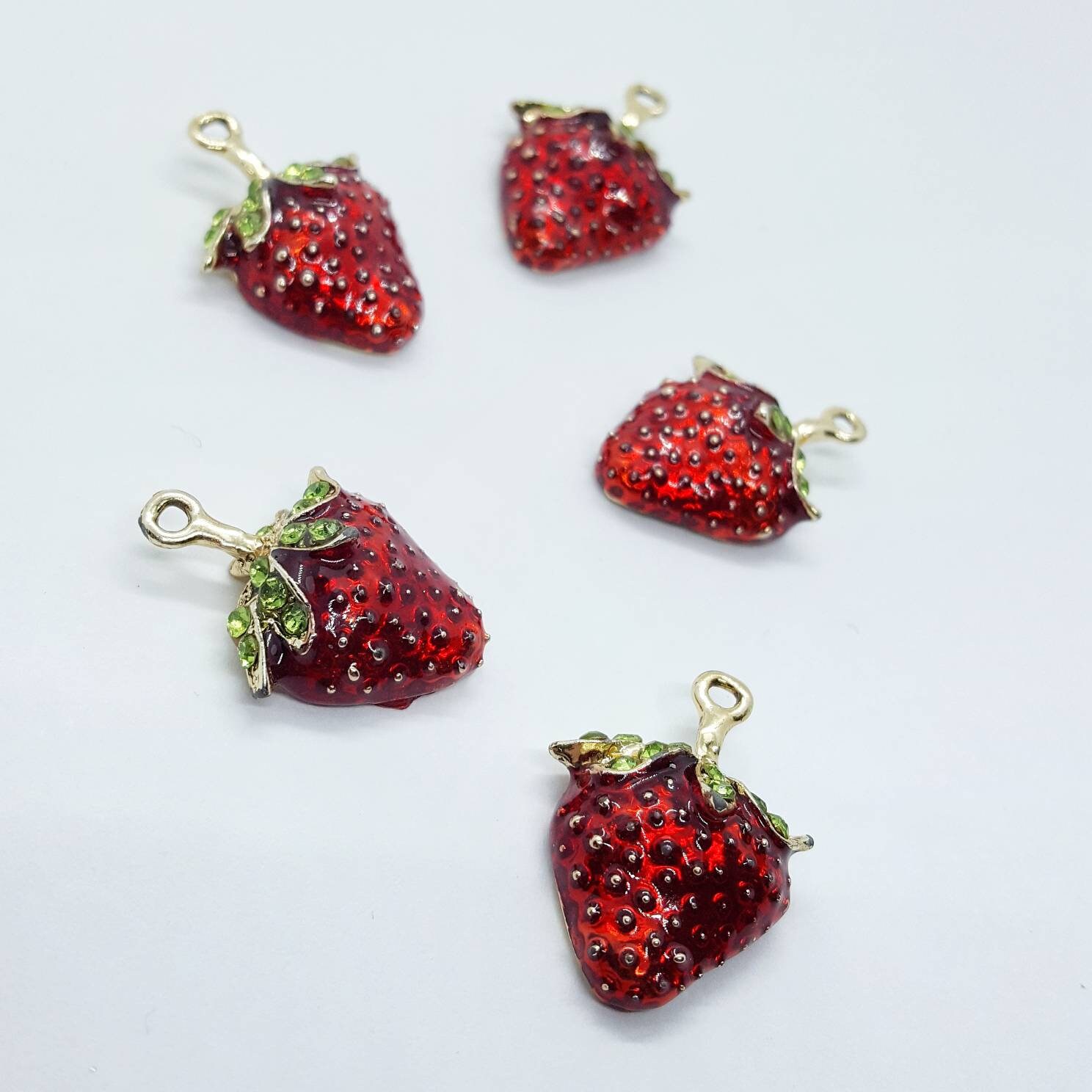 Strawberry Charms, Enamel Fruit Pendants, Jewellery Making Supplies, 2 Pieces - Etsy