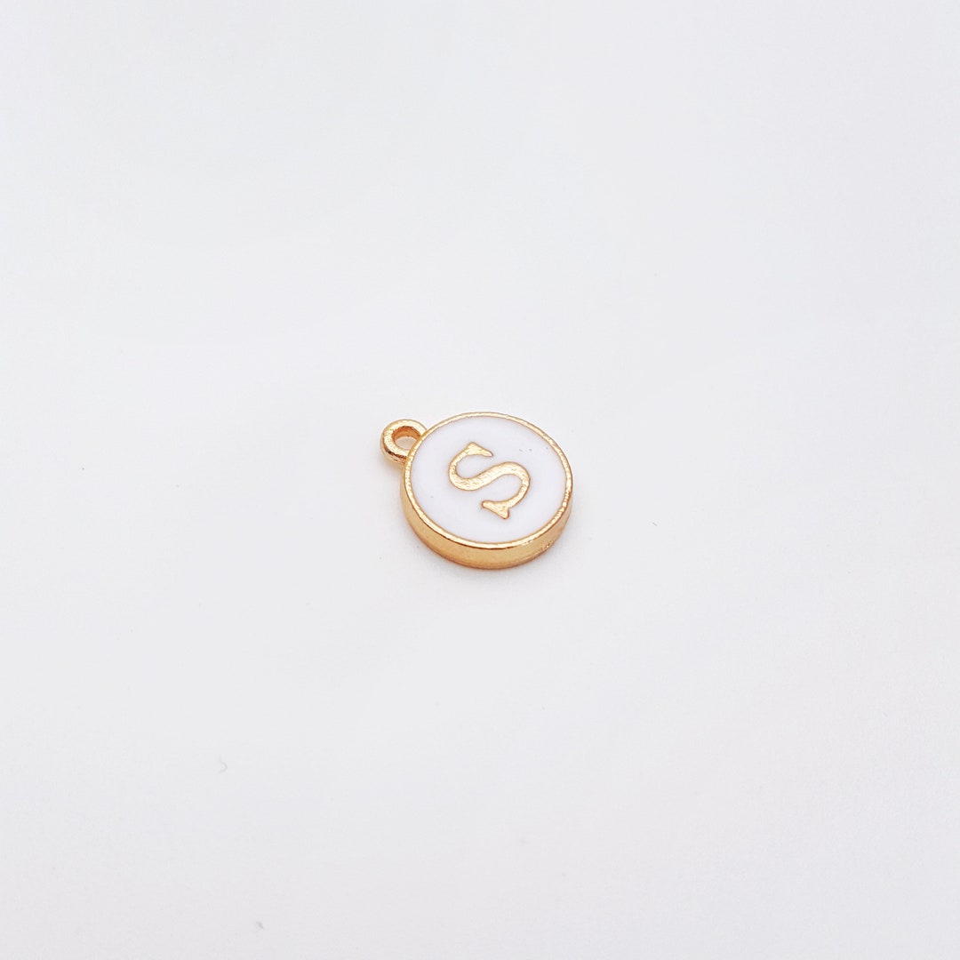 Letter Charm, White Enamel Alphabet Charm, Letter S Charm, Initials ...