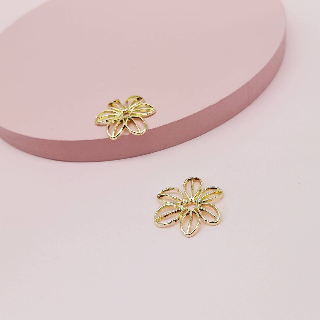 Gold Flower Head 2 in 1 Charms, Gold Flower With Filigree Detail ...