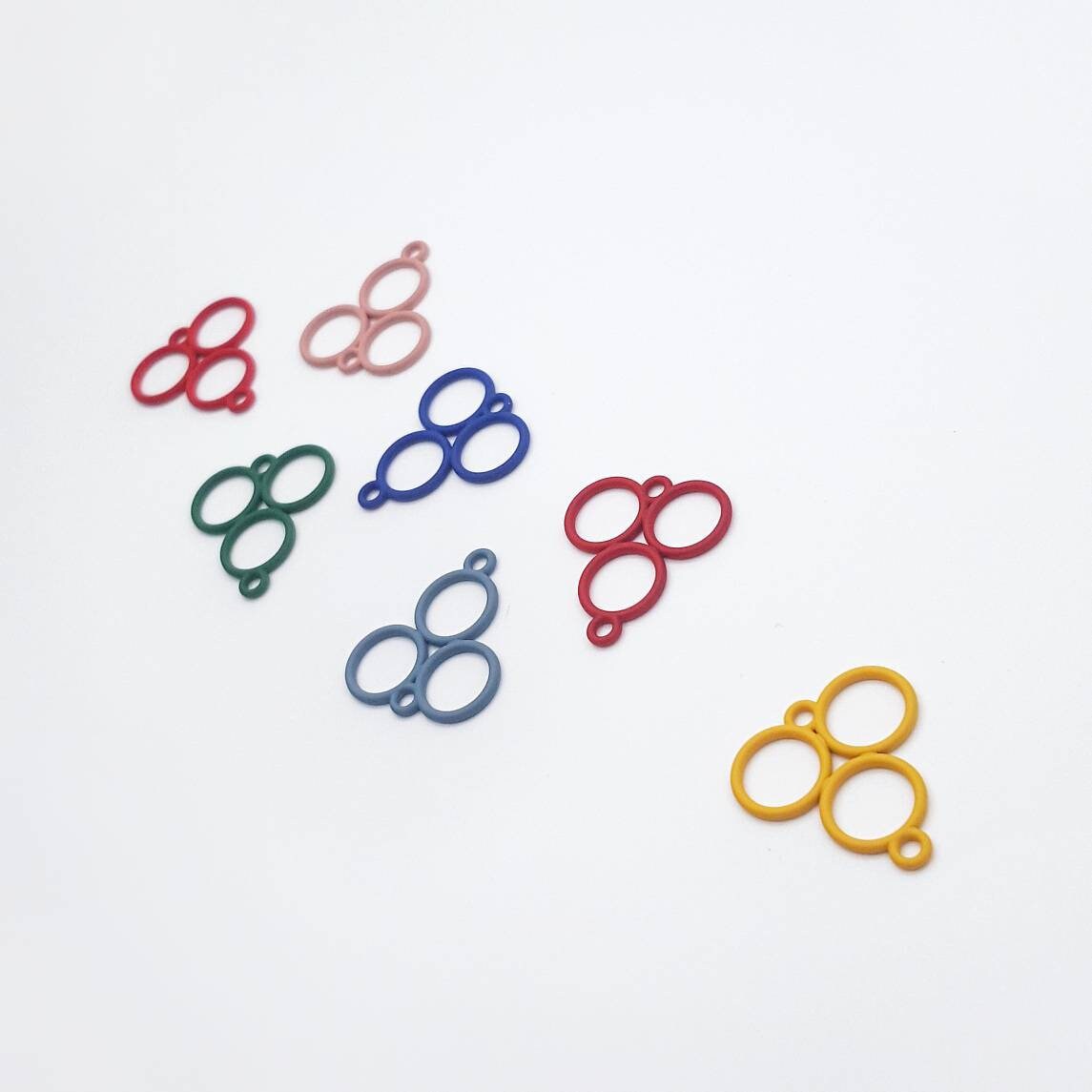 Gray Hoop Connector Charms Three Ring Connectors Gray Powder | Etsy