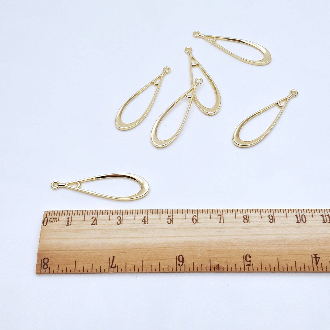 Long Tear Drop Pendant Polished Gold Plated Pendant Drooping - Etsy UK