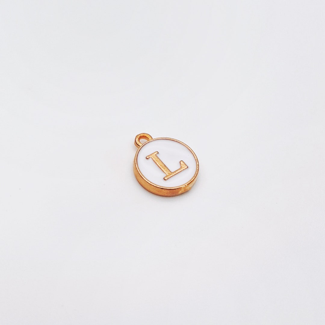 Letter Charm White Enamel Alphabet Charm Letter L Charm - Etsy UK