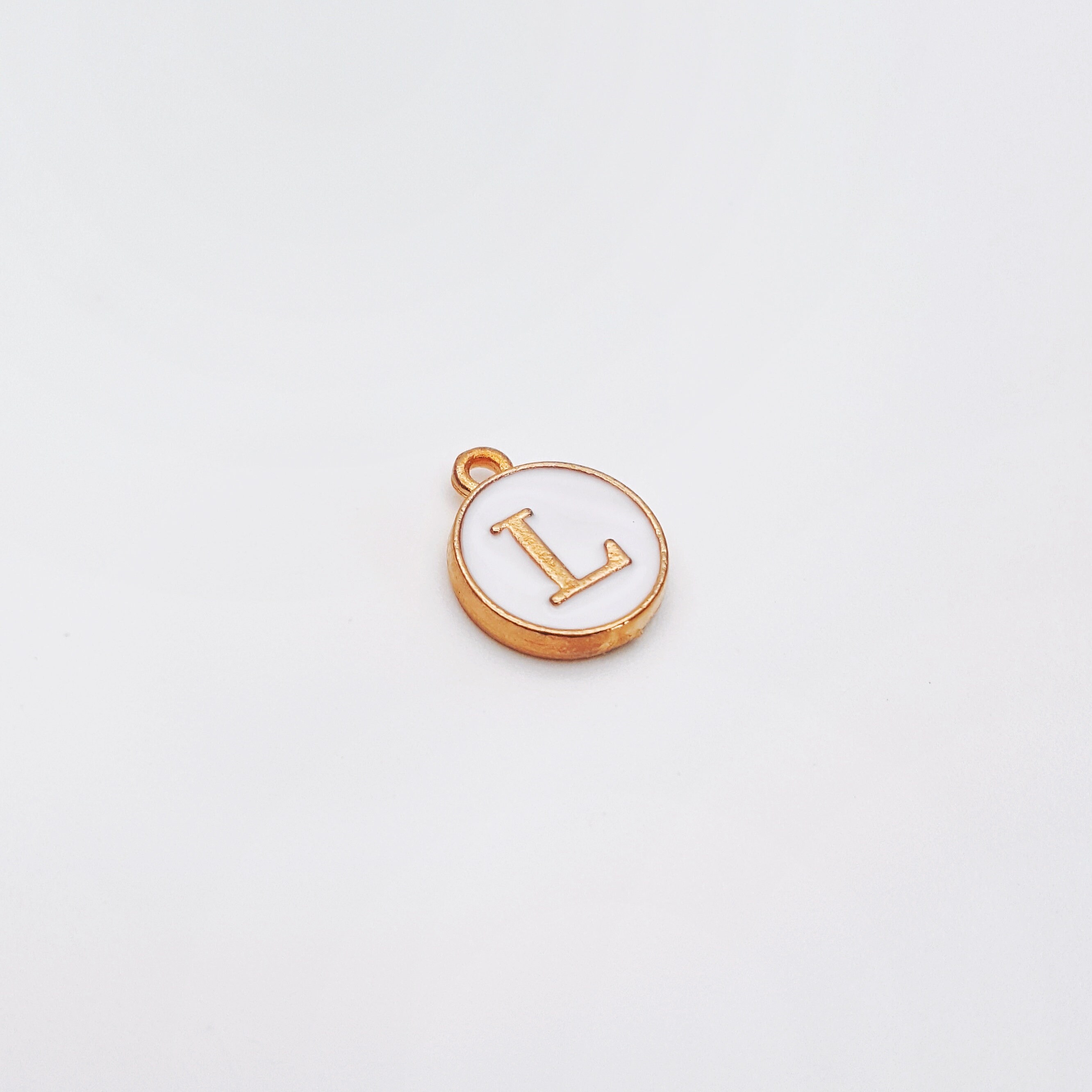 Letter Charm White Enamel Alphabet Charm Letter L Charm - Etsy UK