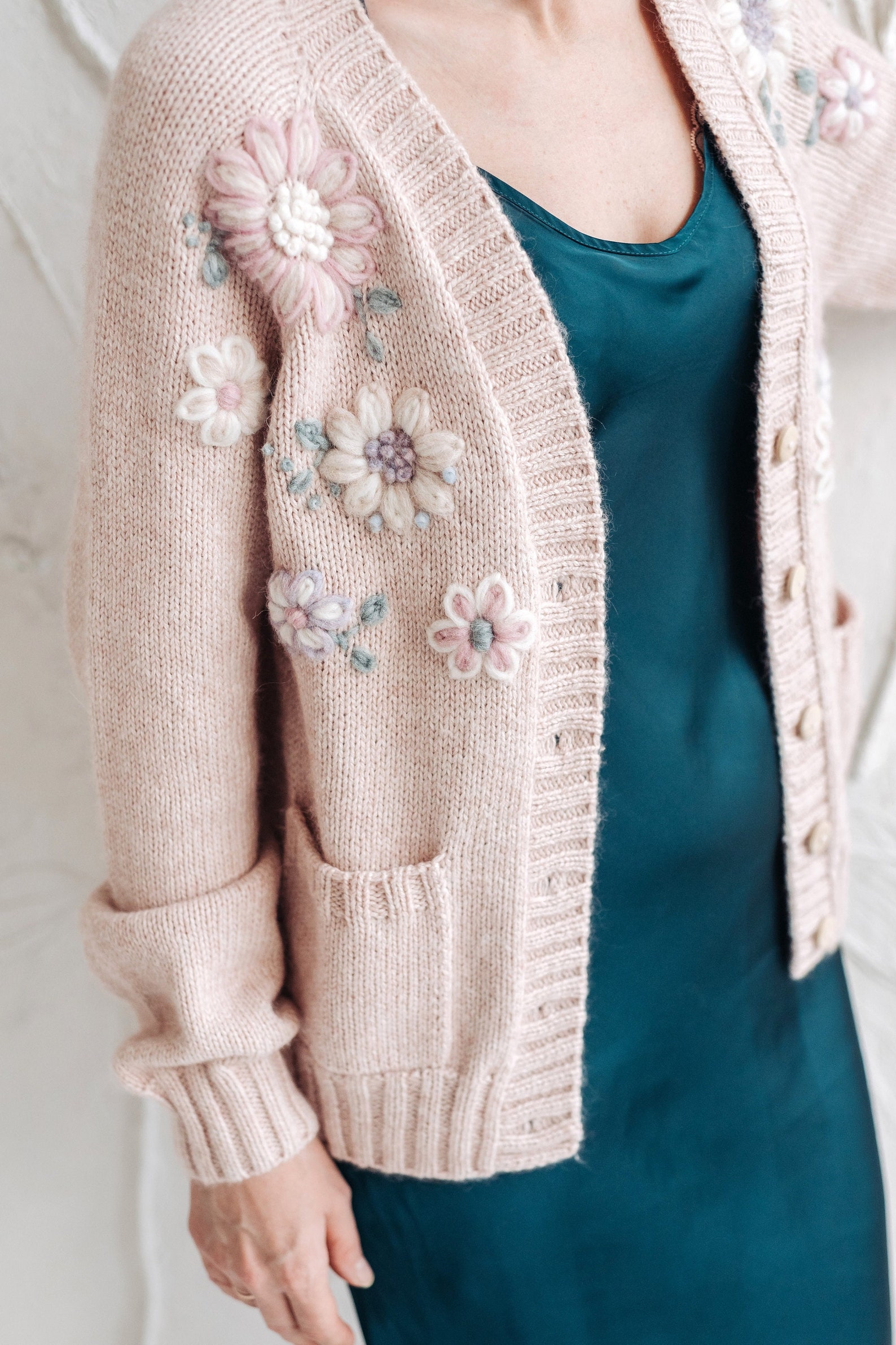 Handmade Knitted Cardigan With Flower Embroidery for Women's. Custom ...