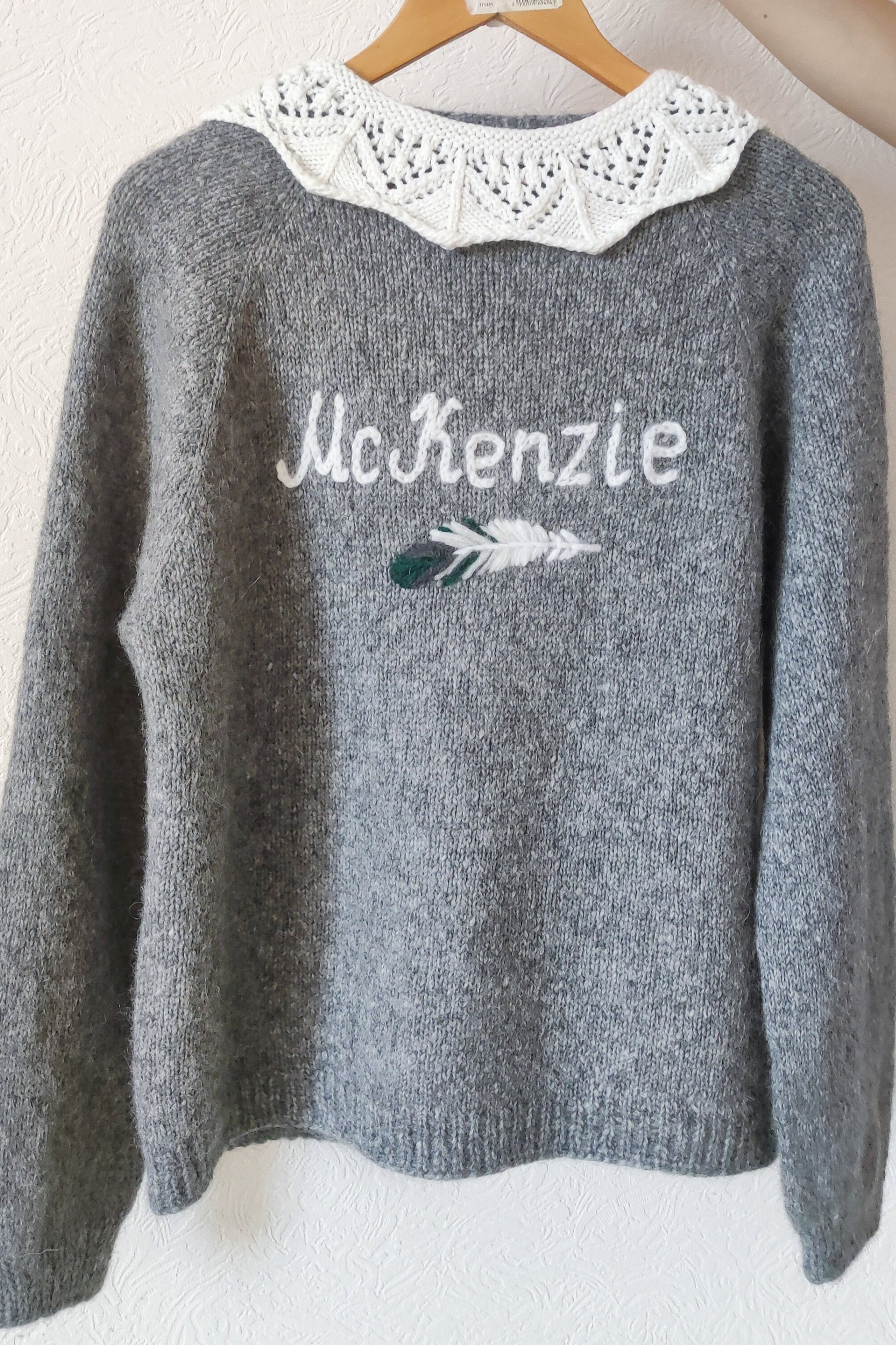 Handmade Knitted Button Down Sweater for Women With Embroidered Floral ...