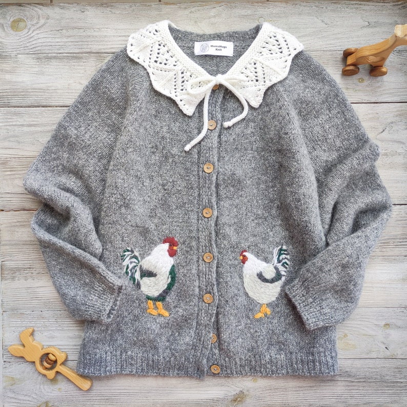 Handmade Knitted Button Down Sweater for Women With - Etsy