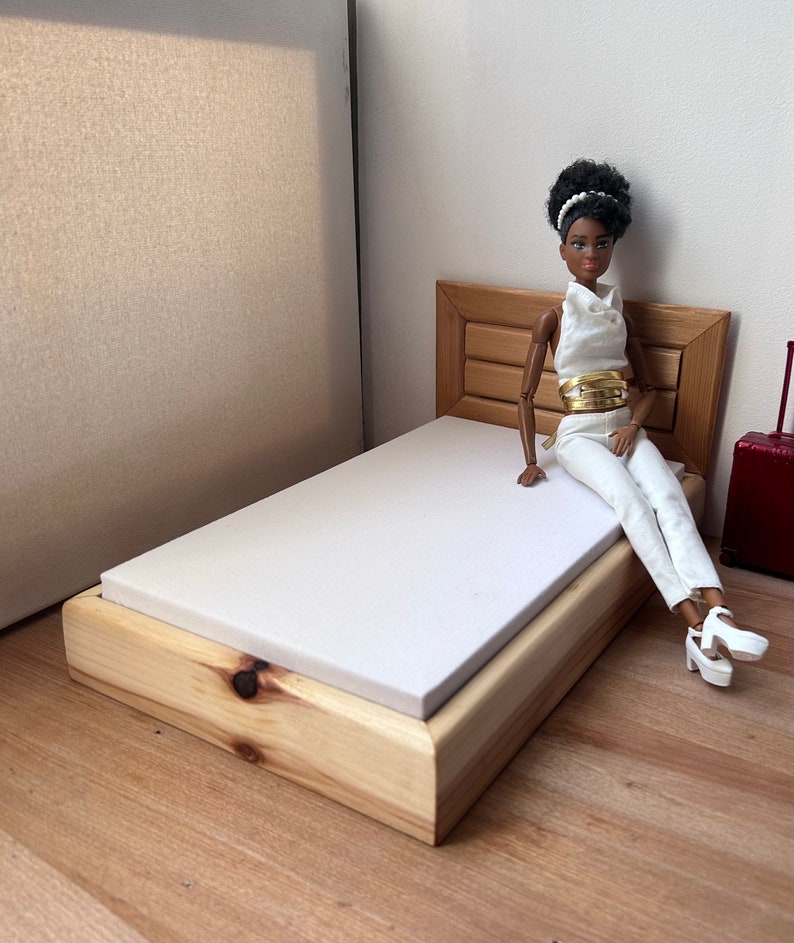Cedar Bed for Barbie Size Doll, Backboard, Frame, and Wood Plank to ...