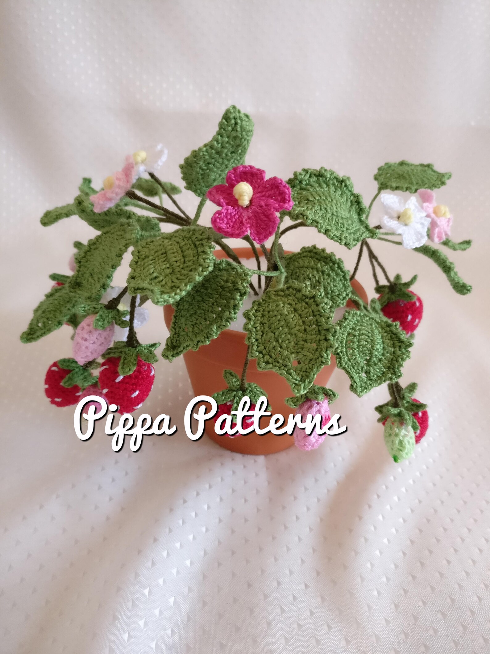 Crochet Strawberry Plant Flower Pattern Photo Tutorial Garden | Etsy UK