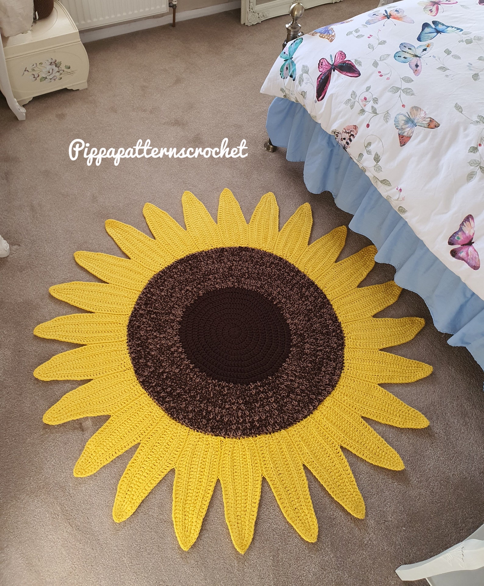 Crochet Sunflower Rug Pattern Photo Tutorial Sunflower Rug | Etsy UK