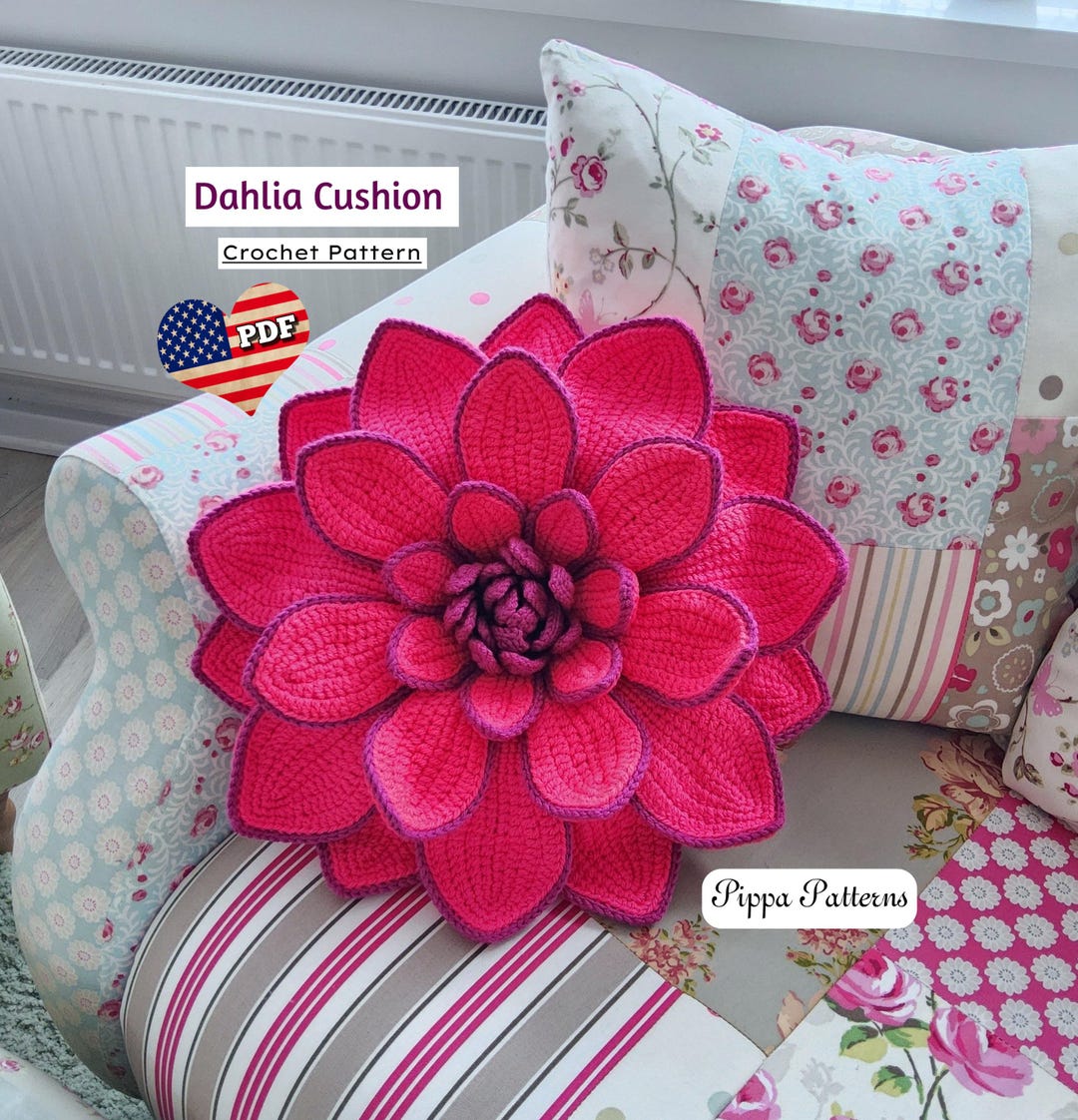 Dahlia Flower Cushion Crochet Pattern: Photo Tutorial (PDF Pattern) - Etsy