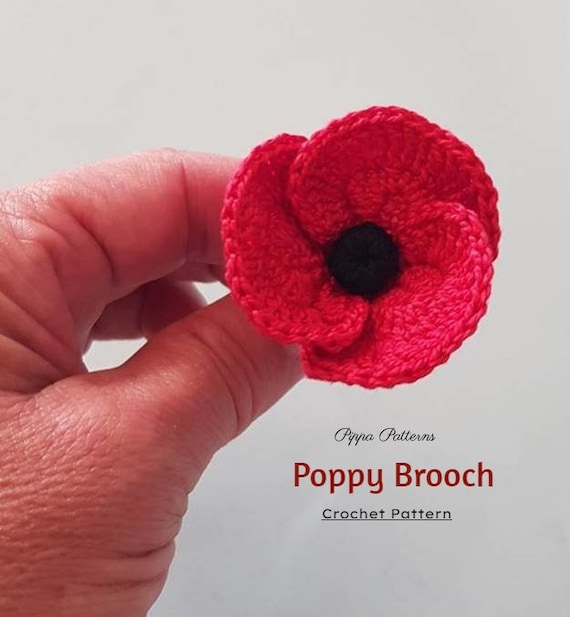 Crochet Poppy Brooch Pattern Photo Tutorial Crochet Poppy | Etsy Crochet Poppy Brooch Pattern Photo Tutorial Crochet Poppy | Etsy