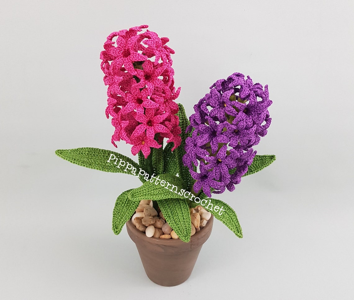 Crochet Hyacinth Flower Pattern Photo Tutorial for Decor | Etsy UK