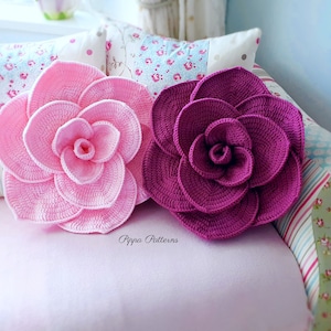 Crochet Rose Cushion Pattern: Photo Tutorial (PDF Pattern) - Etsy