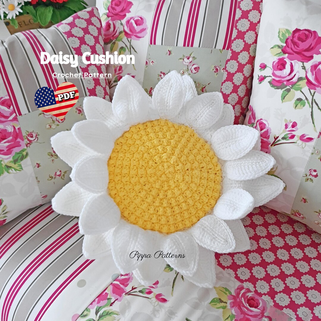 Crochet Daisy Flower Cushion Pattern: Photo Tutorial (PDF Pattern) - Etsy