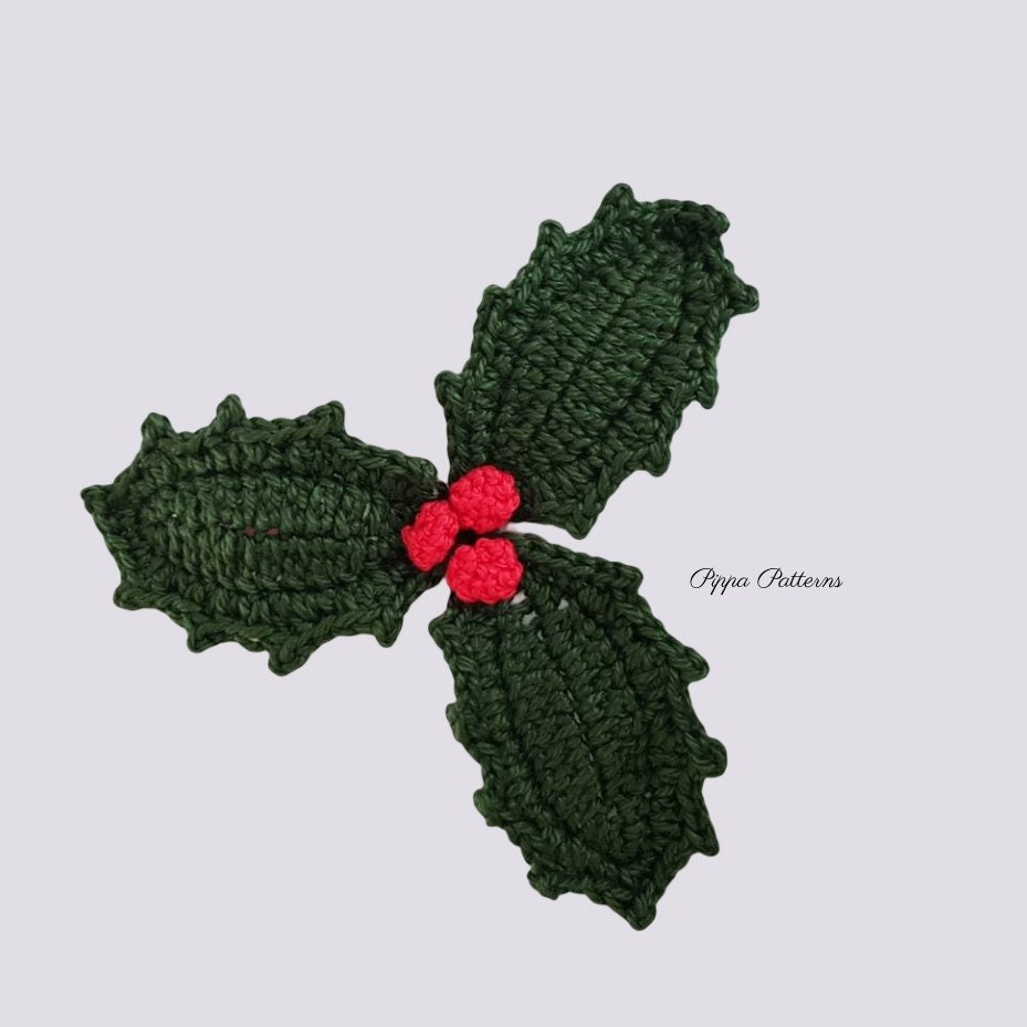 Crochet Holly Decoration Holly Leaves Crochet Pattern for - Etsy