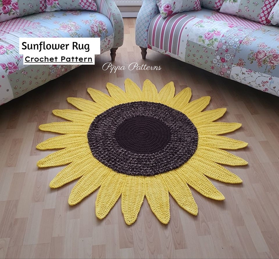 Crochet Sunflower Rug Pattern Photo Tutorial Sunflower Rug - Etsy
