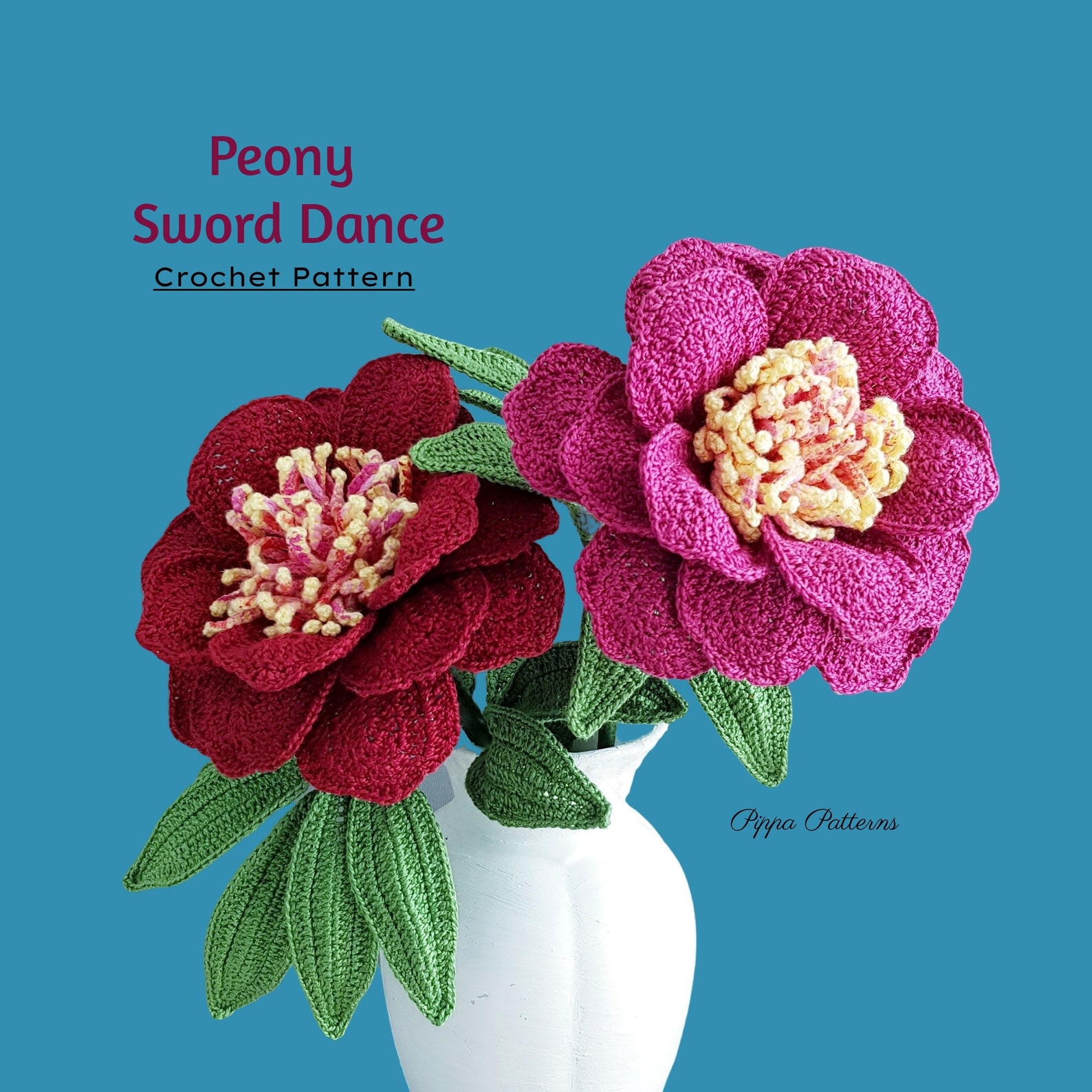 Crochet Peony Flower Pattern Photo Tutorial Crochet Peony Sword Dance ...