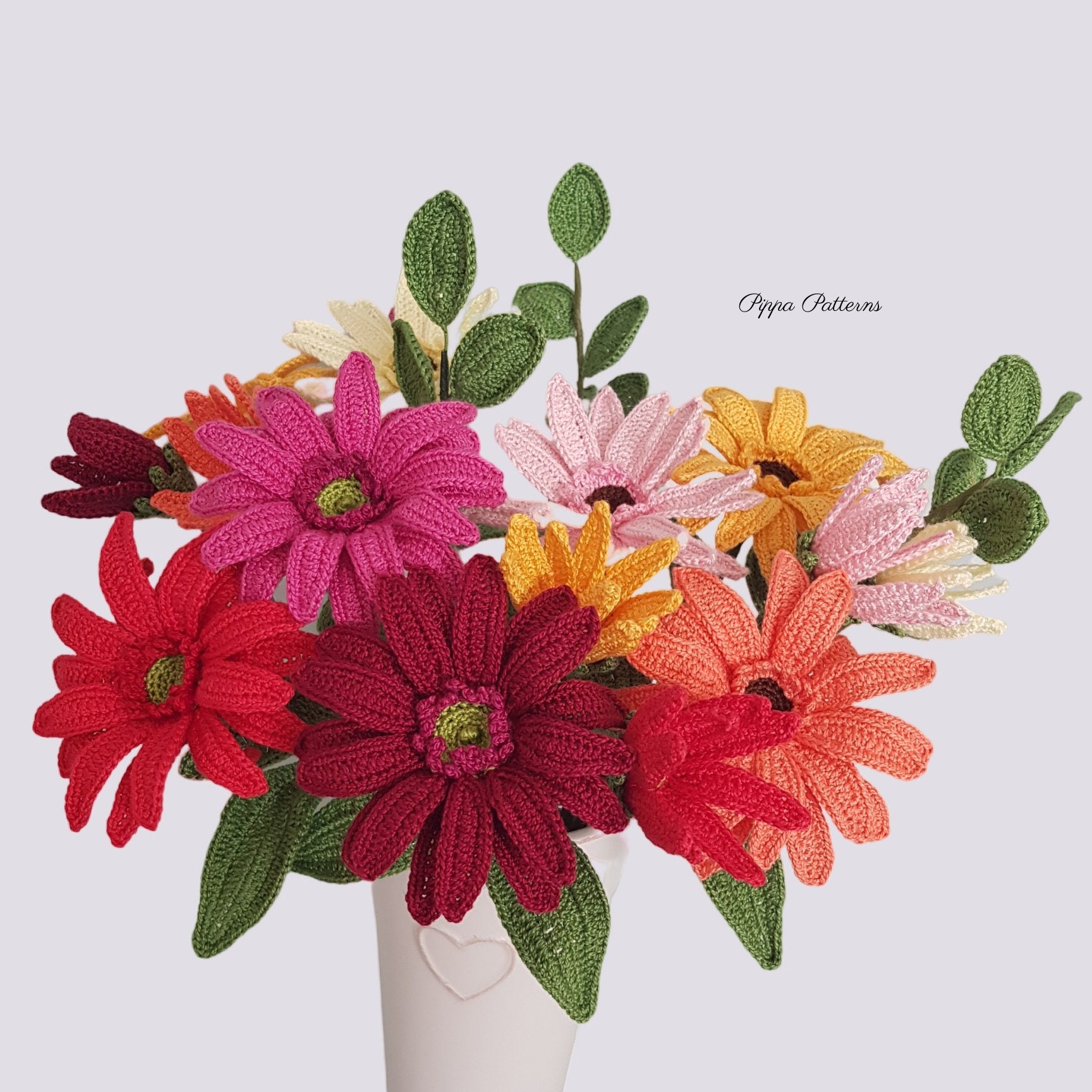 Crochet Gerbera Flower Pattern Photo Tutorial Plant Decoration - Etsy