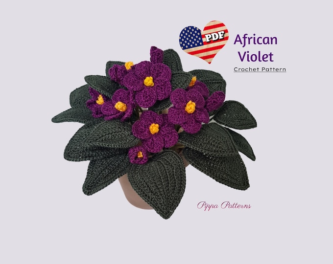 African Violets Potted Plant CROCHET PATTERN Digital PDF File Download ...