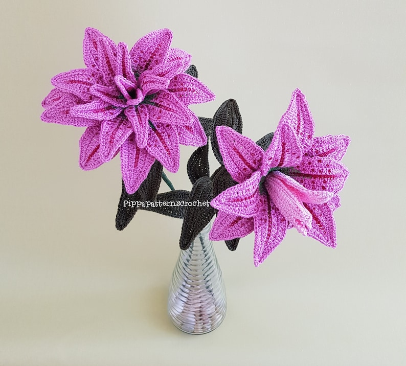Crochet Rose Lily Flower Pattern photo tutorial crochet | Etsy