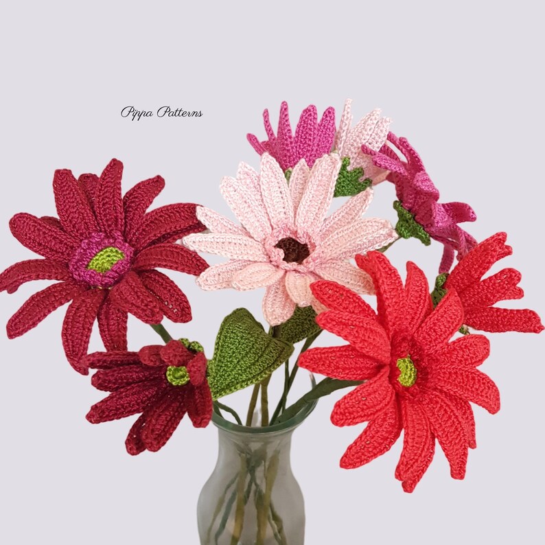 Crochet Gerbera Flower Pattern Photo Tutorial Plant Decoration - Etsy