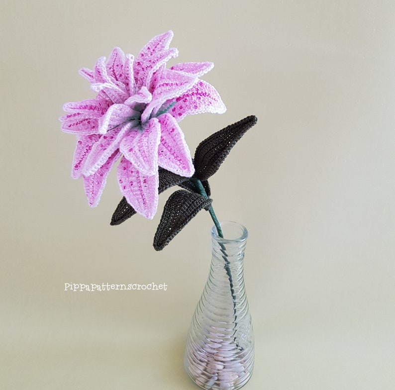 Crochet Rose Lily Flower Pattern photo tutorial crochet | Etsy