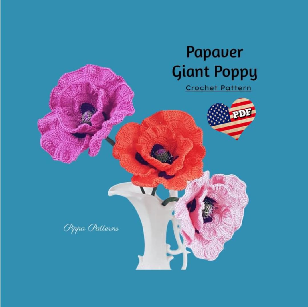 Papaver Giant Poppy Pattern Photo Tutorial - Crochet Flower Pattern ...