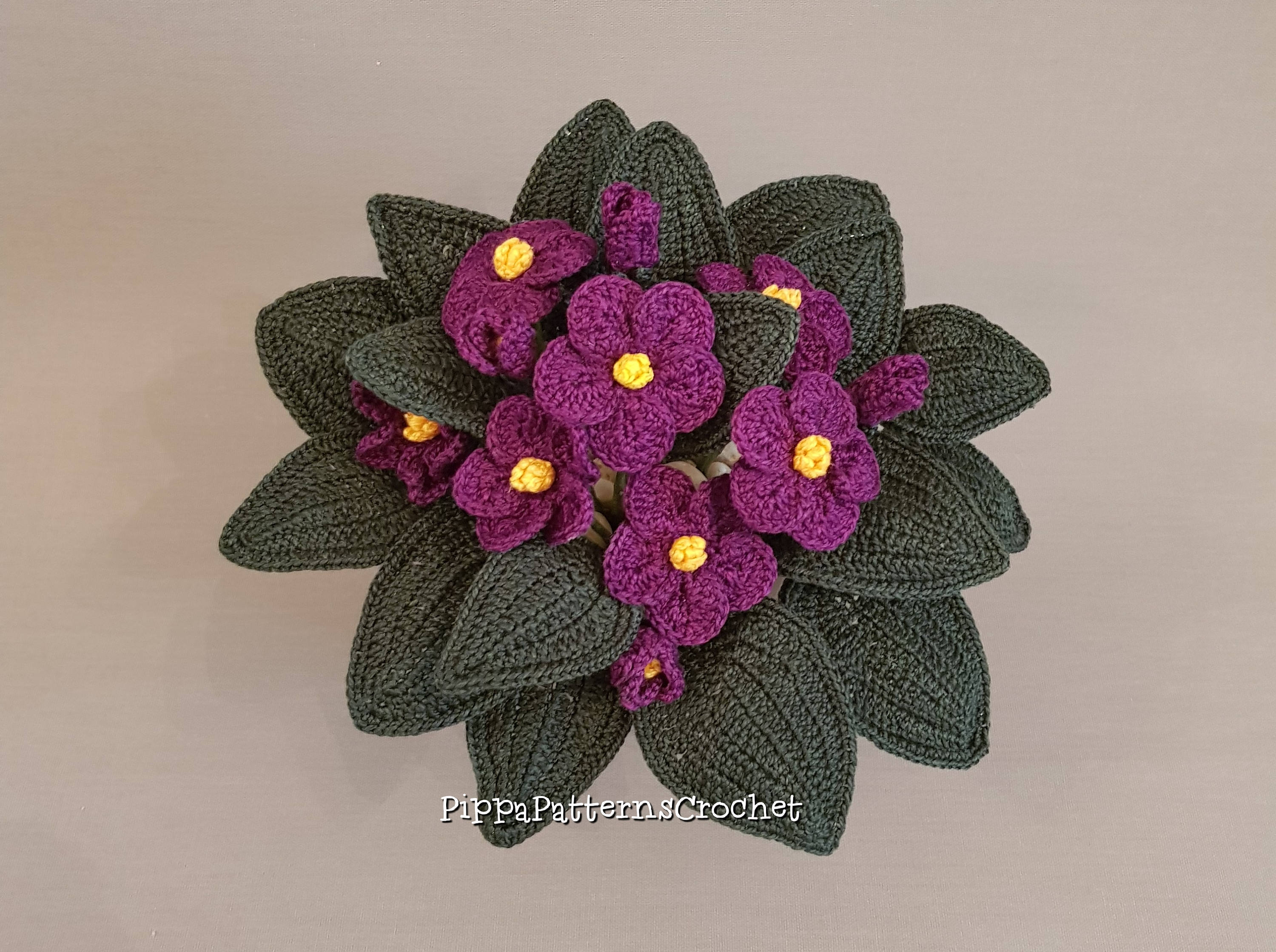 Crochet African Violet Flower Pattern photo tutorial | Etsy