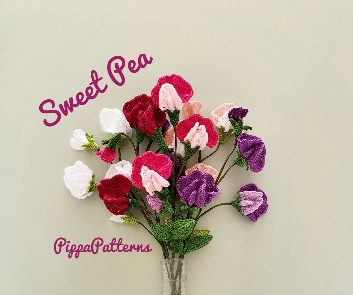 Crochet Sweet Pea Pattern Crochet Flower Pattern photo | Etsy
