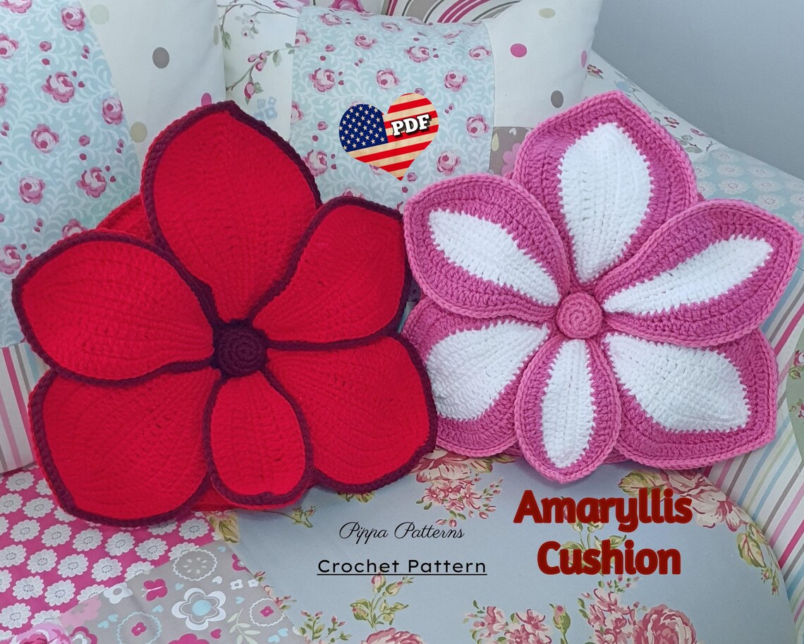Crochet Amaryllis Flower Cushion Pattern: Photo Tutorial (PDF Pattern ...